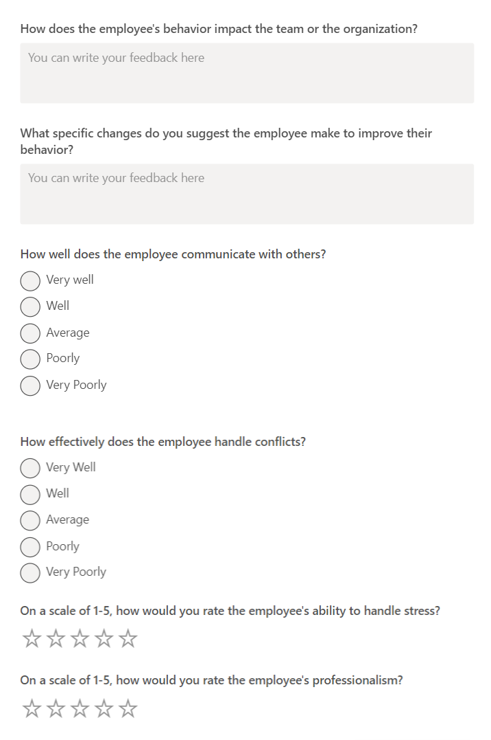 Teamflect: Behavioral Feedback Template