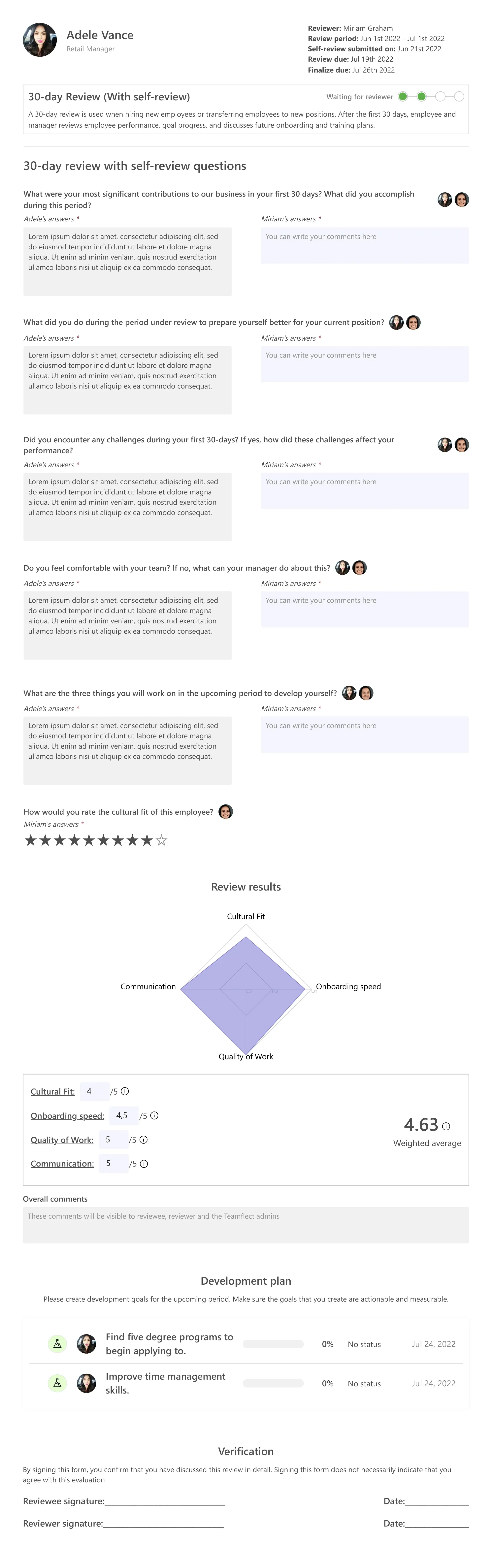 Performance Review Template - 30-day Review With Self-review