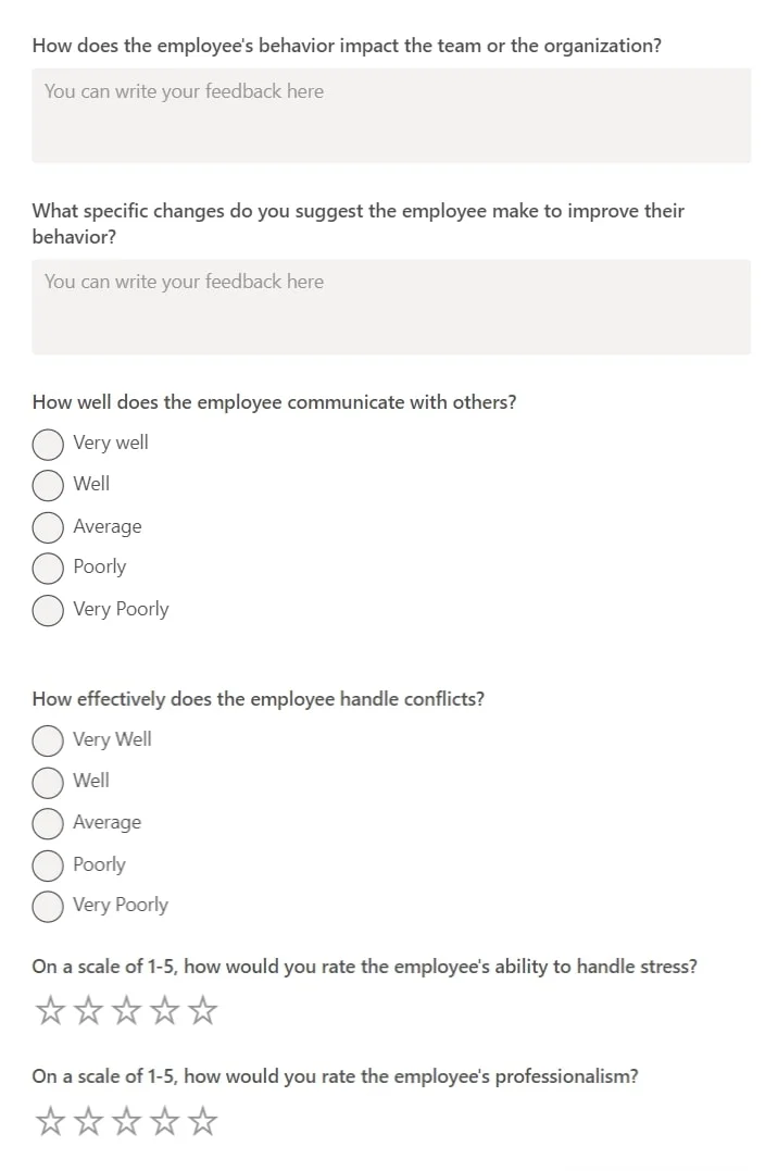Teamflect: Behavioral Feedback Template