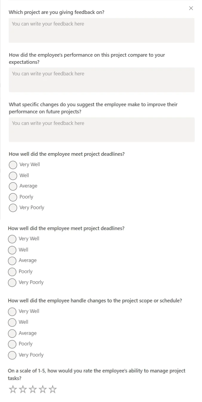 Teamflect: Project Based Feedback Template