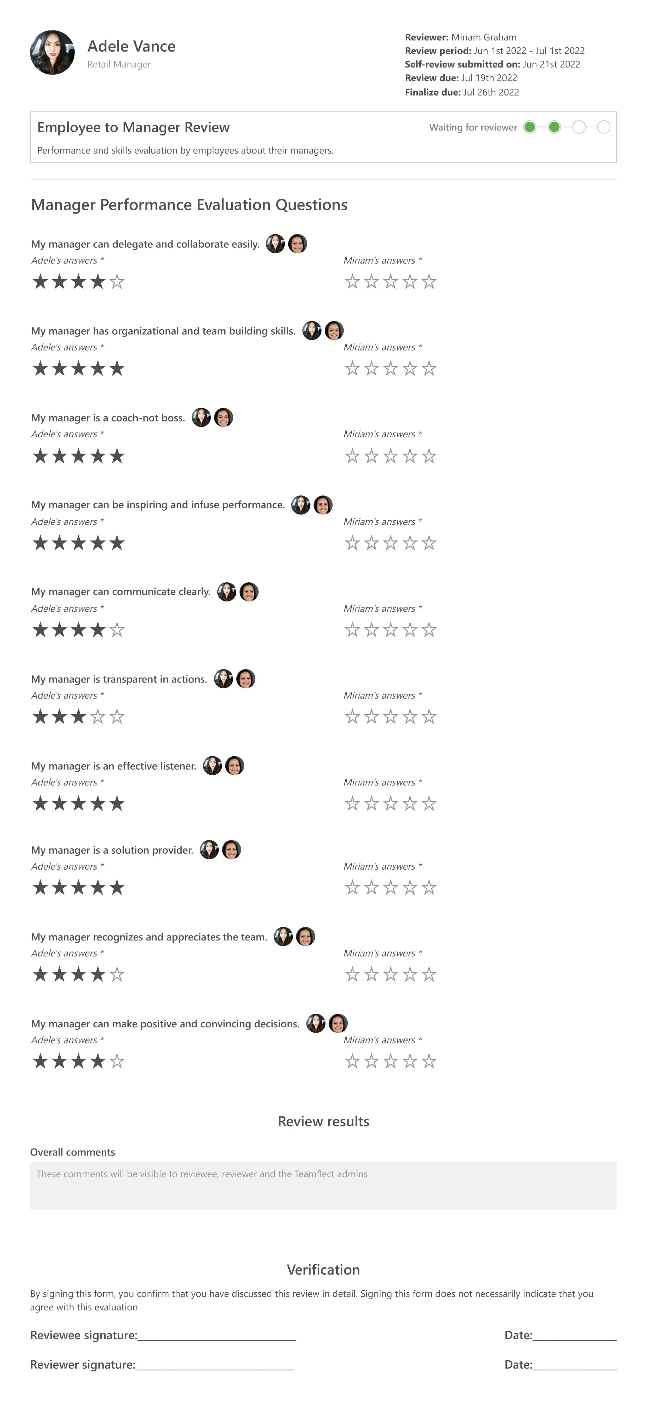 Performance Review Template - Employee to Manager Review